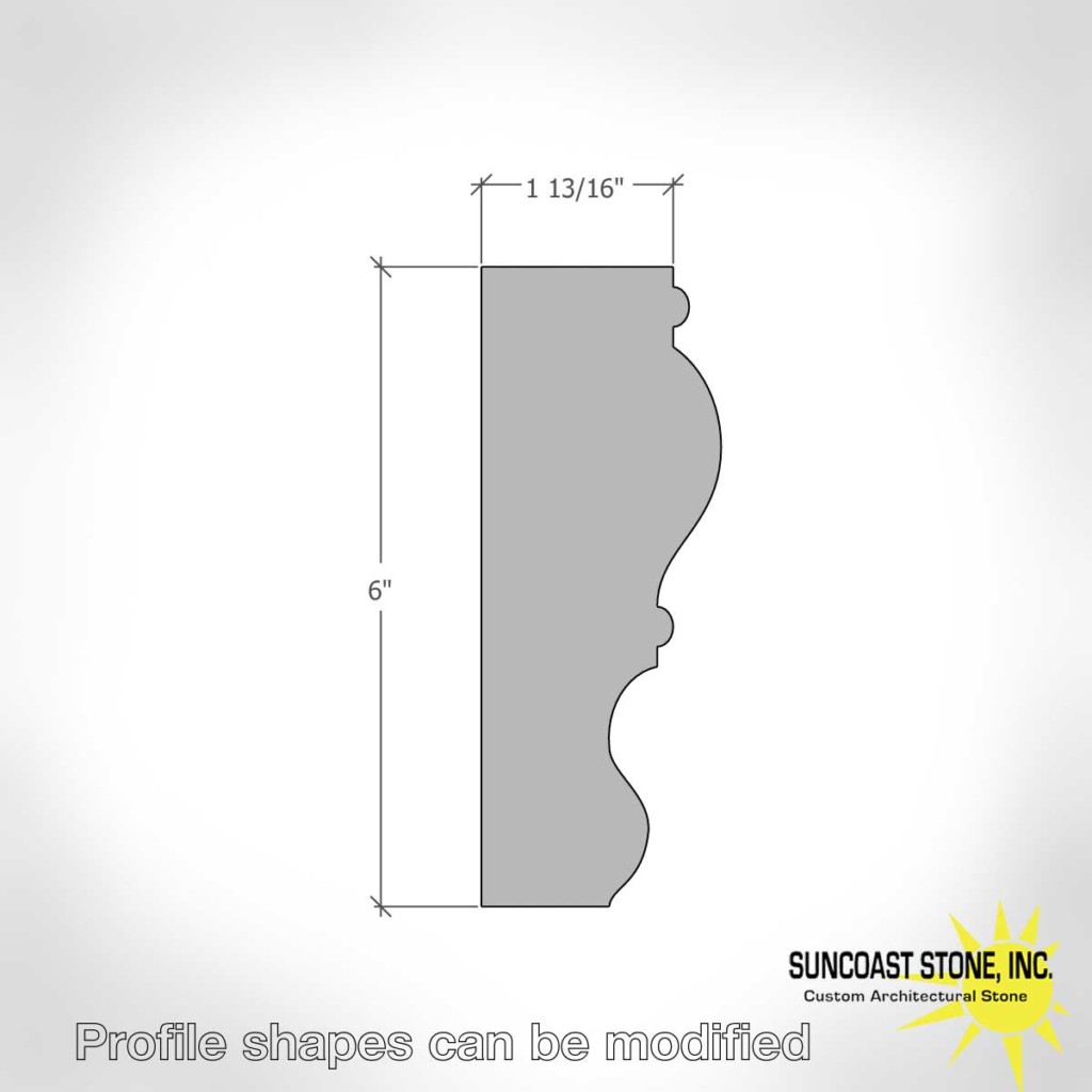 CS13 bull nose concrete window casing profile - Suncoast Stone