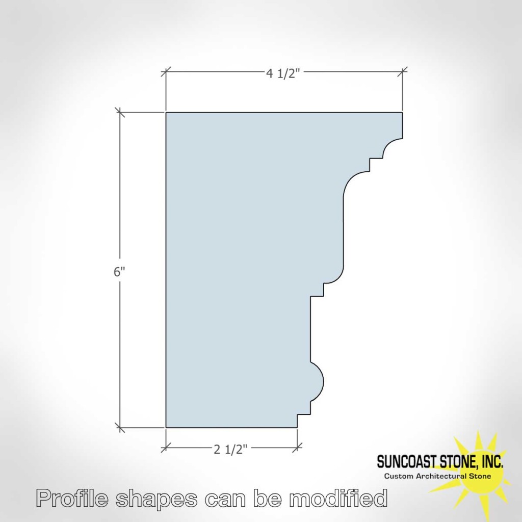 H5 Crown Header Moulding profile - Suncoast Stone