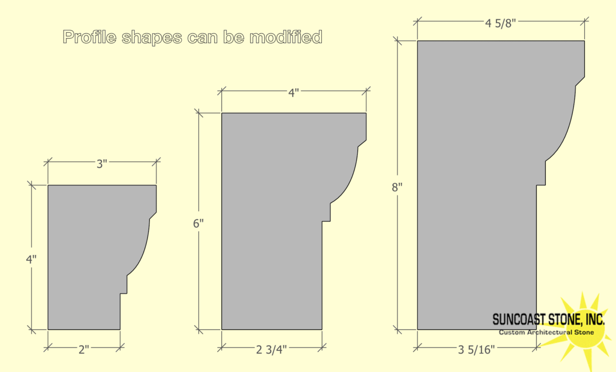 H5 Crown Header Moulding profile - Suncoast Stone